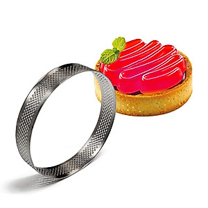 BESPORTBLE 15CM Stainless Steel Tart Ring with Holes Dessert Rings Mousse Cake Ring Cooking Molds Pastry Ring DIY Baking Mould Tool for Cake Pastry Donuts Pie Biscuits
