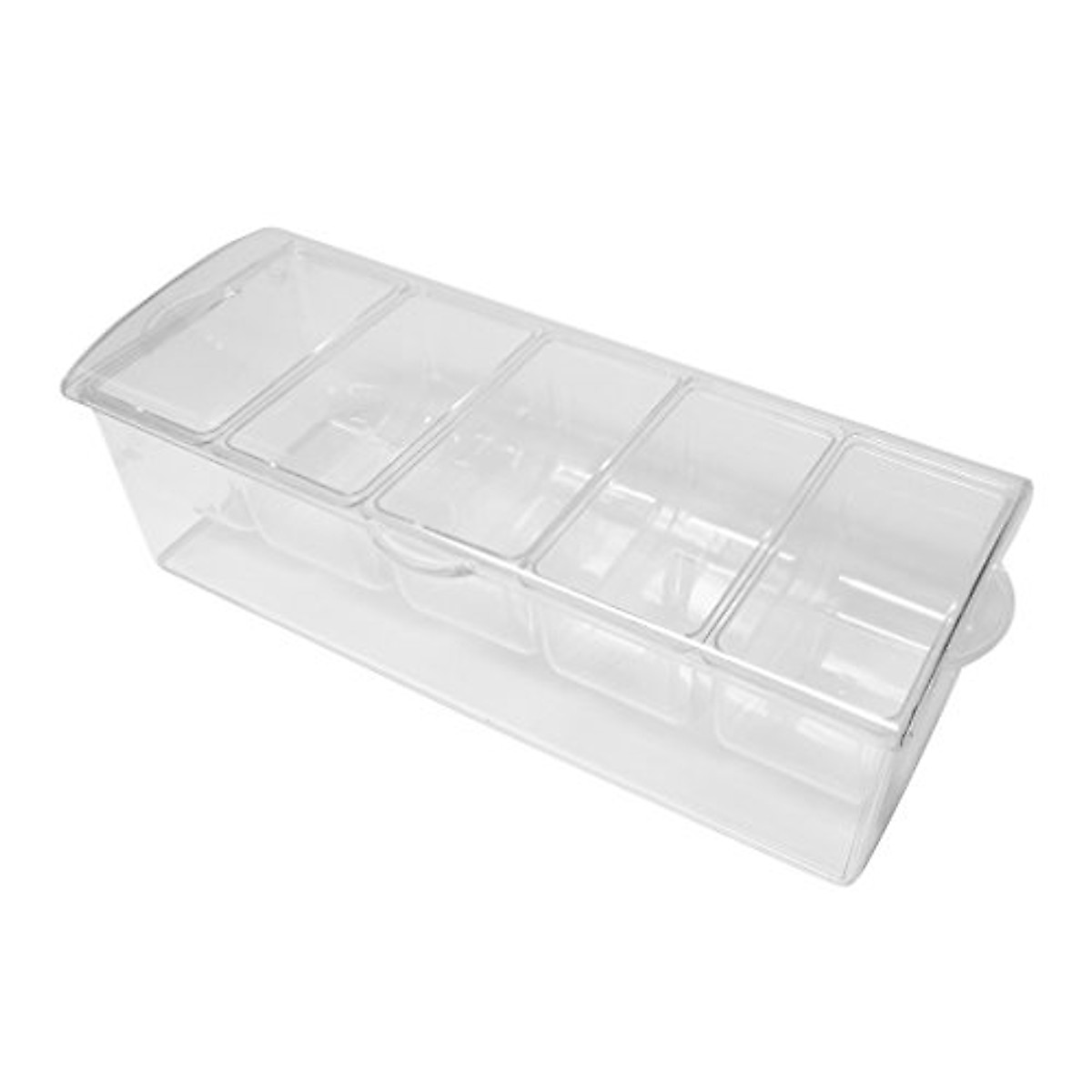 Evelots Ice Chilled Condiment Tray-5 Removable Compartments-Lid-2 Cup Containers