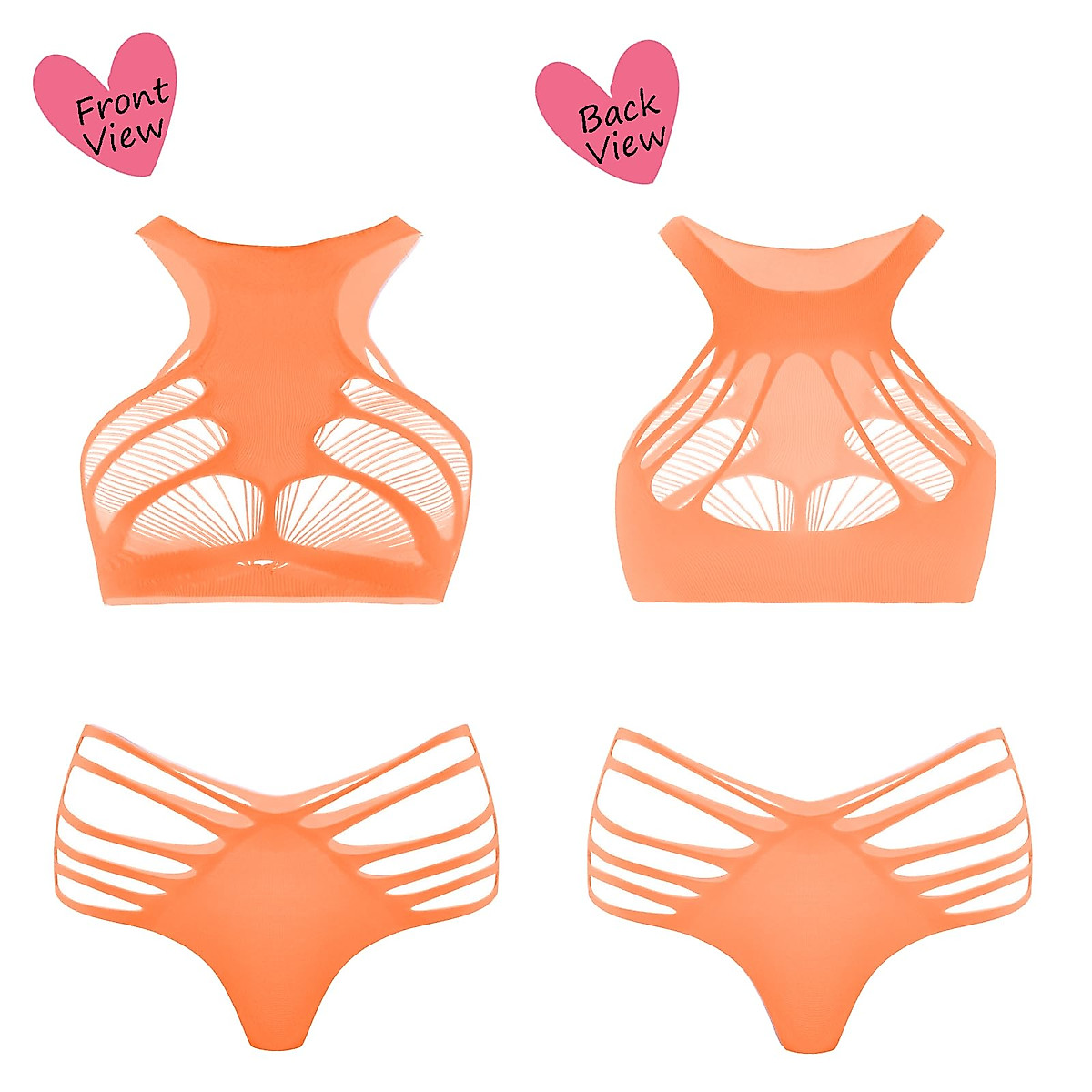 MissAvid Womens Lingerie Set Lace Fishnet Bodysuit Sexy Babydoll 4 Pack