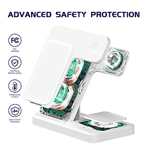 Wireless Charger for iPhone, 3 in 1 Foldable Phone Charger Stand Dock, Fast Wireless Charging Station for Apple Watch 7/6/5/4/3/2/Se, for Airpods 3/2/Pro, for iPhone 14/13/12/11/Pro/Max/Plus