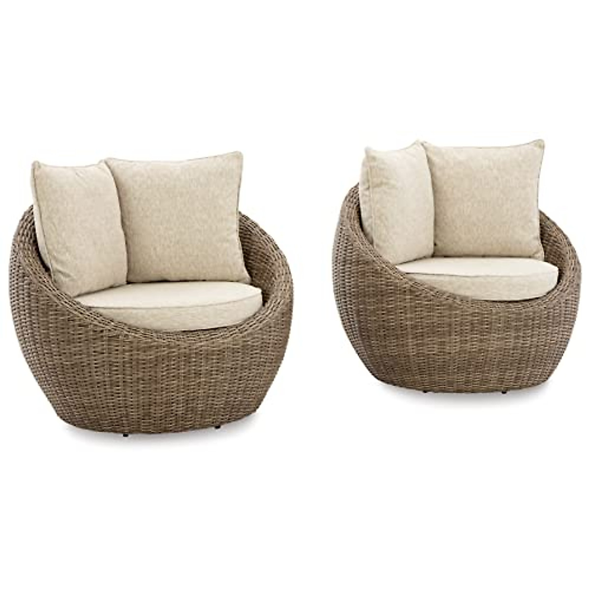 Signature Design by Ashley DANSON Swivel Lounge with Cushion, 2 Count, Light Brown