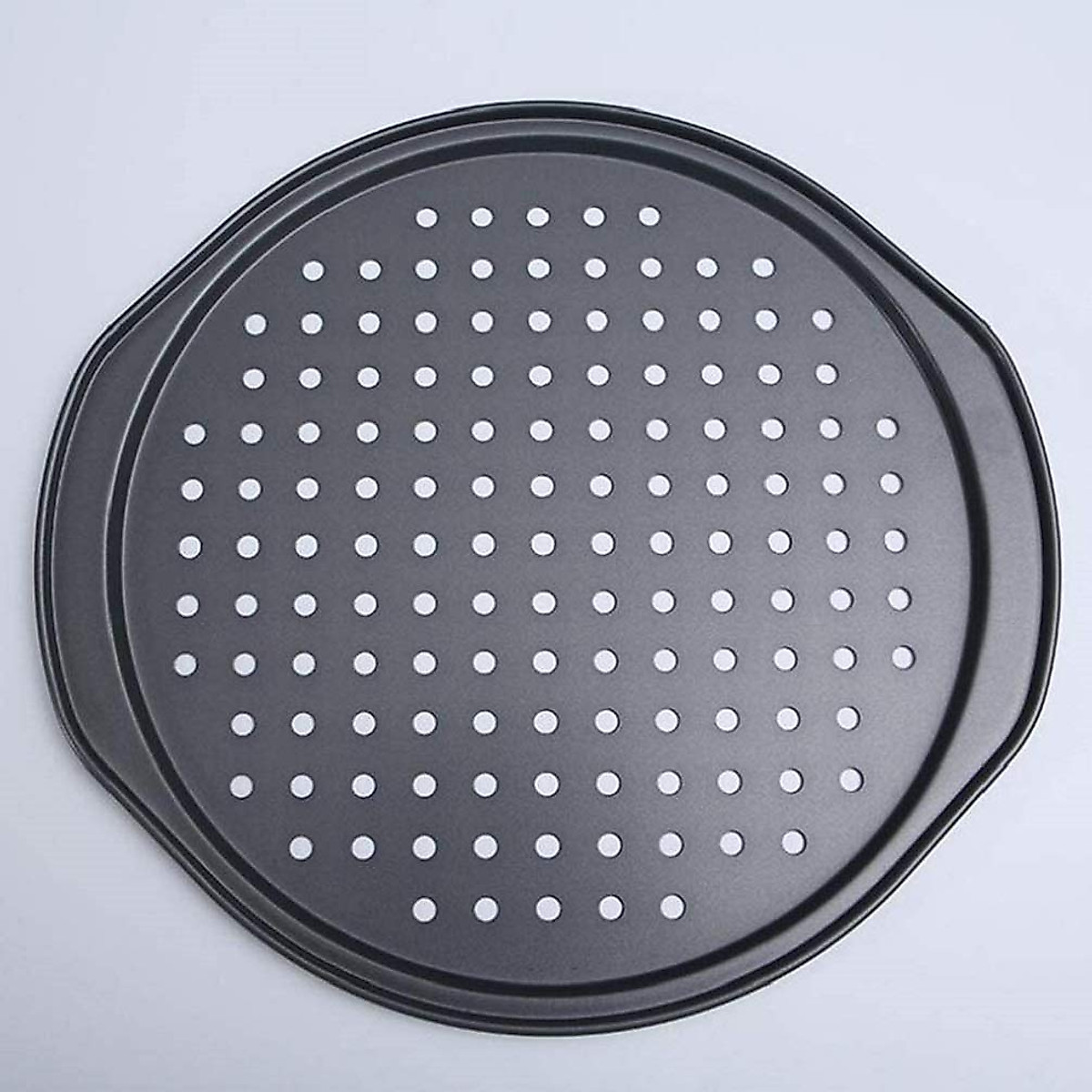 Alices Latest 13 Inch Nonstick Carbon Steel Pizza Pan Bakeware with holes Pizza Baking Pan for Oven Baking Supplies（35x32x1.3cm）