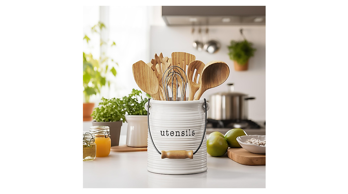 Farmhouse Ceramic Kitchen Utensil Holder | Barnyard Designs