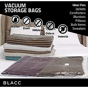 BLACC Vacuum Storage Bags, Compression Sealer for Clothes, Duvets, Blankets, Pillows, No-Loss Valve, 6 XLarge Bag, Premium Quality (SET PACK OF 6)