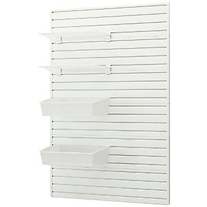 Flow Wall FWS-4812-6WB16 Add-On Storage Shelf Organizer and Jumbo Hard Bin Combo, White