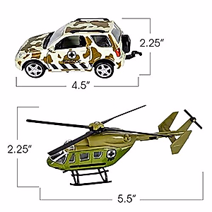 ArtCreativity SUV Toy Car with Trailer and Helicopter Playset for Kids, Interactive Northern Trek Play Set with Detachable Helicopter & Opening Doors on 4 x 4 Car, Best Birthday Gift for Boys & Girls