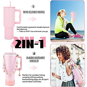 Sanilinwild 40 oz Tumbler with Handle Straw and Accessories, Drop & Abrasion Resistant, Vacuum Double-Layer Insulation, Ideal for Camping, Fitness, Outdoor Use