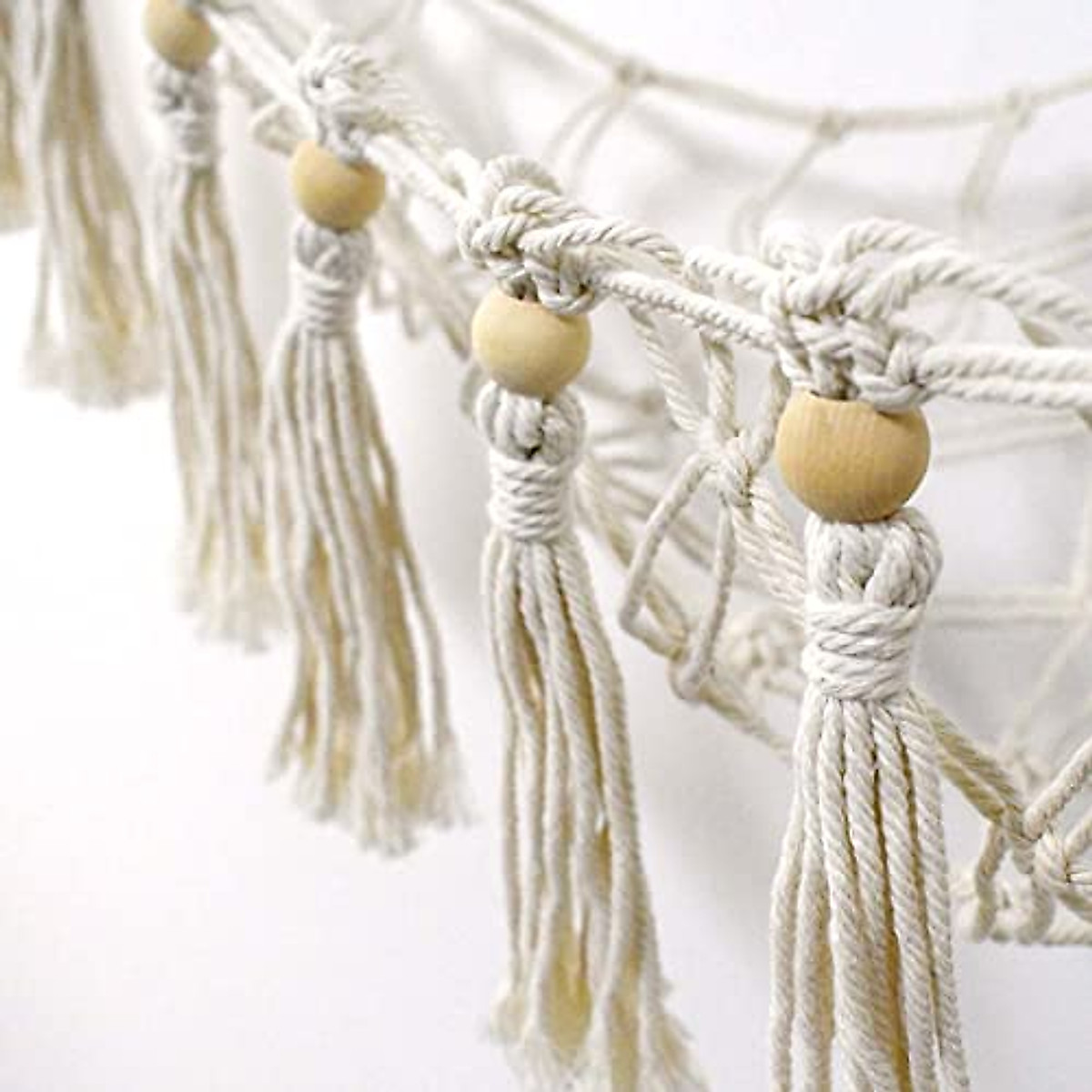 Large Macrame Stuffed Animal Hammock Hanging Net for Stuffed Animals Room Corner Organizer Plush Animal Storage for Kids Bedroom Nursery Boho Toy Hammock with Tassels Stuffed Animal Display Holder Net