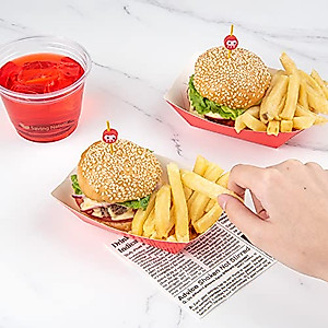 Restaurantware Bio Tek 3.3 x 2 x 1.5 Inch Food Boats, 50 Disposable Food Trays - Portable, Versatile, Red Paper Popcorn Boats, For Snacks, Appetizers, Or Treats, Use At Parties Or Carnivals