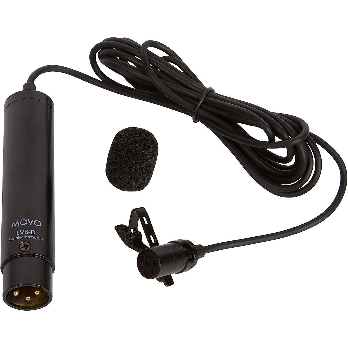 Movo LV8-D Broadcast-Quality XLR Lavalier Omni-Directional Wired Microphone with 12mm Mic Capsule for Accurate Voice Recording - Kit includes Lapel Clip, Case and Windscreen