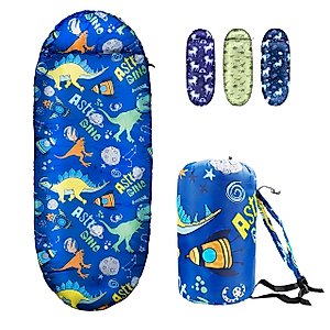 Kids Sleeping Bags for Boys – Astro Dino – Rioyalo YOLO 45 Camping Sleeping Bags for Kids with Carry Bag - Outdoor and Indoor (Space Dinosaur)