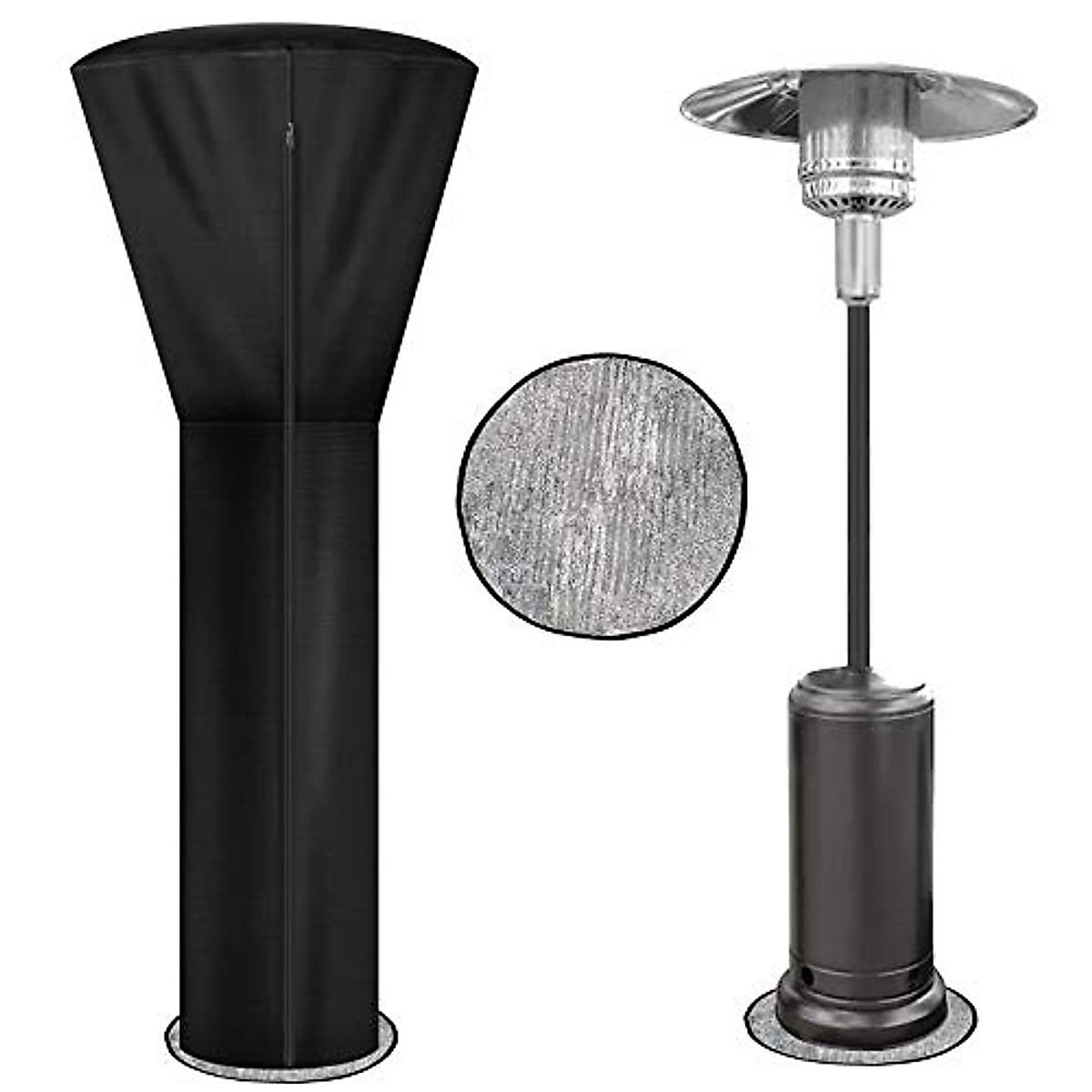 Patio Heater Cover with Fireproof Mat, Outdoor Heater Cover Patio Heater Covers Waterproof with Zipper and Straps, Propane Heater Cover, Heat Lamp Cover, Garden Patio Heater Cover