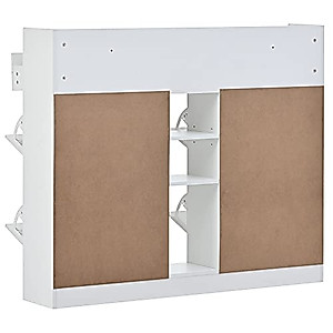 Knocbel Entryway Shoe Storage Cabinet with 2 Drawers, Hidden Shoes Rack and Adjustable Shelf, Entrance Hallway Foyer Table Free Standing Organizer Unit (White)