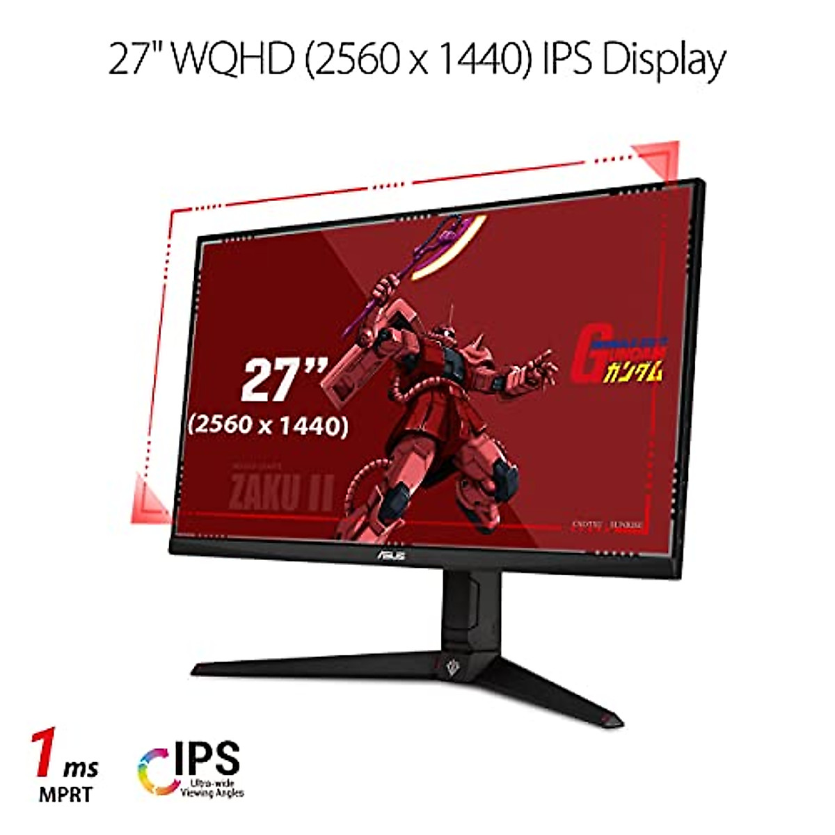 ASUS TUF Gaming 27” 1440P HDR Monitor (VG27AQGL1A) ZAKU II Edition - QHD (2560 x 1440), 170Hz, 1ms, IPS, G-SYNC Compatible, Extreme Low Motion Blur Sync, 130% sRGB, Eye Care, DisplayPort, HDMI, USB