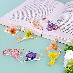 Book Page Holder for Reading, 4 Pieces Flower Resin Thumb Page Holder, Handmade Thumb Bookmark, Opener, Book Reading Accessories for Teachers Book Lovers Literary Bookworm Gifts - Lightweight