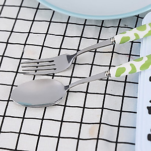 Children Flatware Set, Stainless Steel Fork Spoon with Storage Box Dinner Utensils Spoon Fork Set with Travel Case Toddler Travel Utensils for Kids Toddlers (Green)