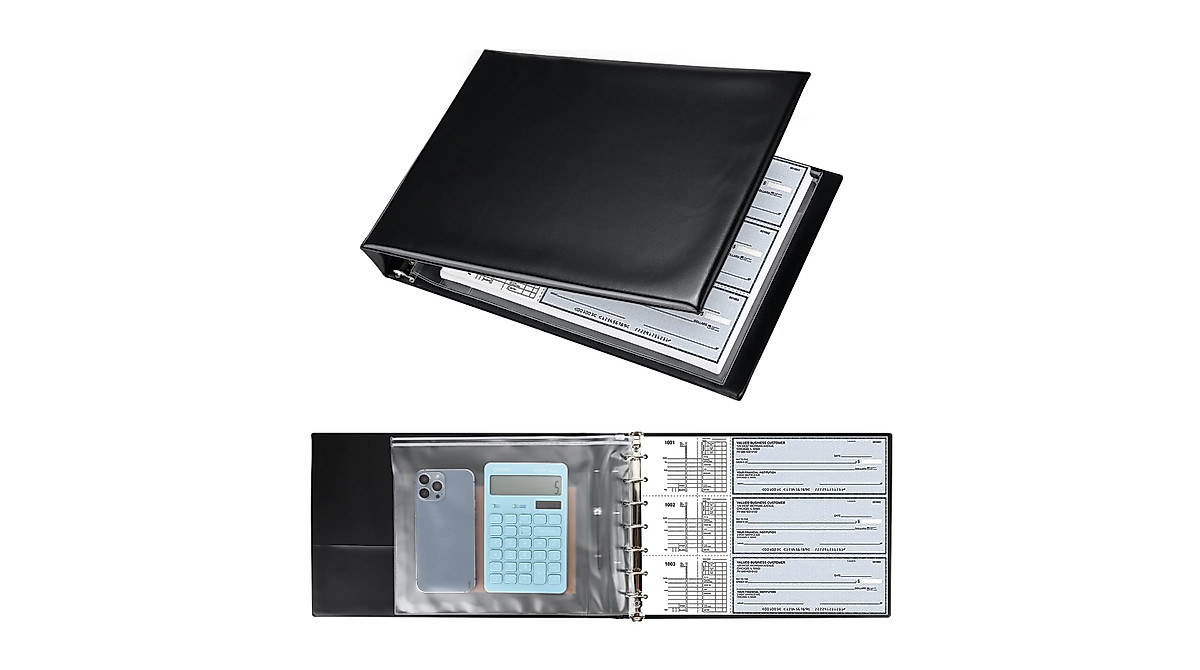 Premium 7 Ring Business Check Book Binder - Holds 600 Checks
