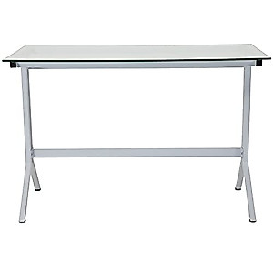 Flash Furniture Winfield Collection Glass Computer Desk with White Metal Frame