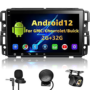 Android 12 Car Stereo for Chevrolet Chevy Silverado/GMC Sierra Yukon/Buick Enclave 2007-2012, 8 Inch GPS Navigation Touch Screen Radio with Bluetooth Backup Camera Wireless CarPlay&Android Auto,2+32GB