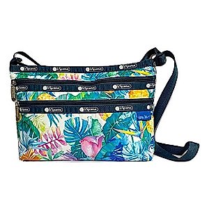 LeSportsac Lauren Roth Uluwehi HAWAII EXCLUSIVE Quinn Crossbody Handbag, Style 3352/Color K605, Vibrant Tropical Flowers & Pineapples, Lauren Roth Signature Printed on Pattern