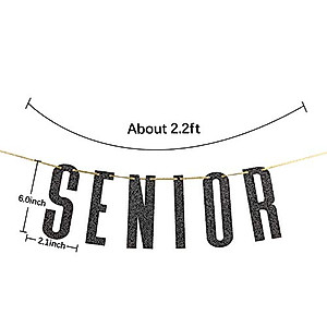 INNORU Black Glitter Senior Banner for Congrats Grad Banner - High School College Graduation Party Bunting Decoration