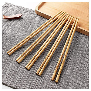 Marble Mortar and Pestle Set 10-Pairs Reusable Bamboo Chopsticks Set, Travel Chopsticks with Case Reusable Chinese Korean Japanese Bamboo Portable Chopsticks Utensil Dishwasher Safe