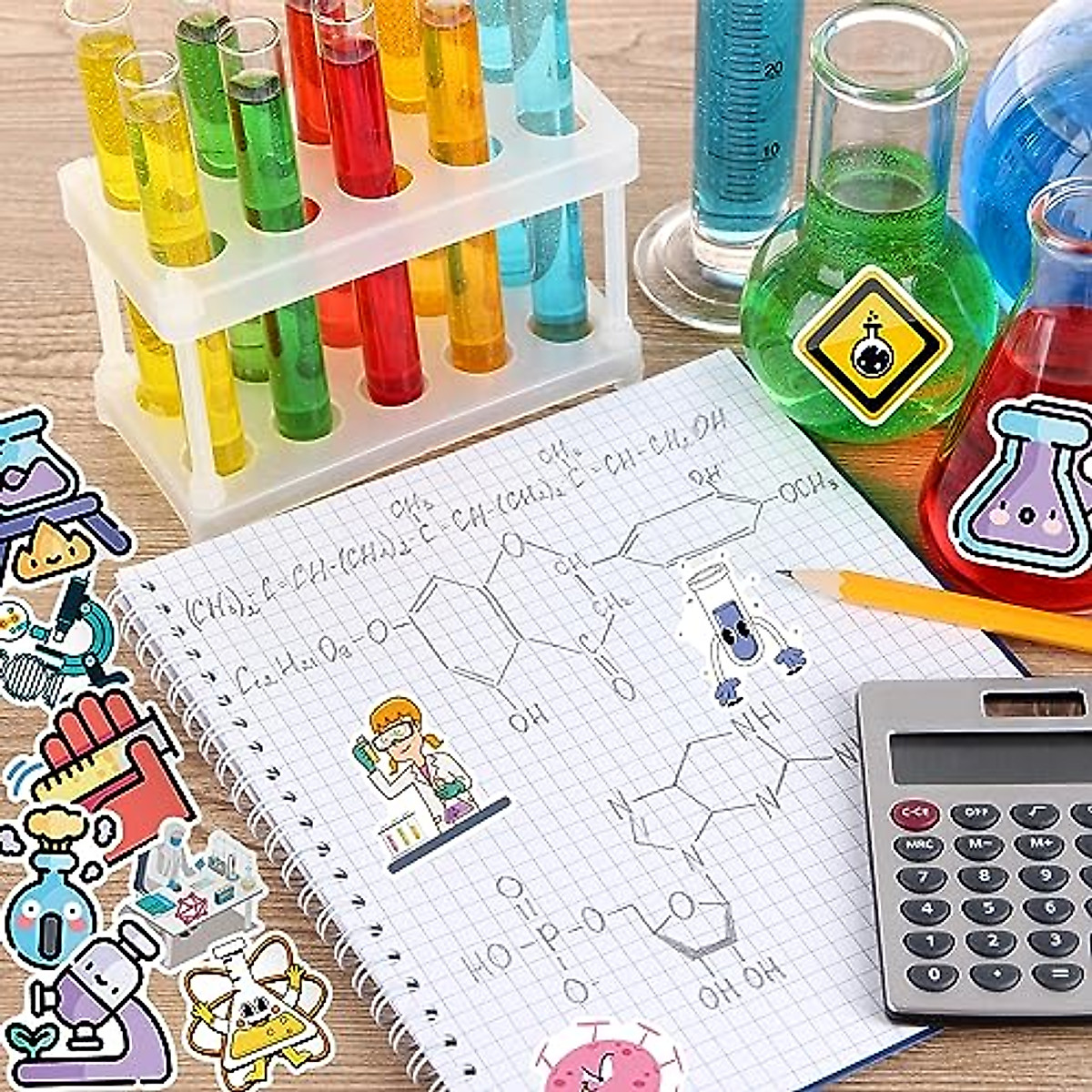 300PCS Science Stickers, 300PCS Natural Sciences Stickers Pack for Kids, Biology Chemistry Physics Math Experiment Waterproof Stickers for Student Teachers, Laboratory Decals for Laptop, Water Bottle,