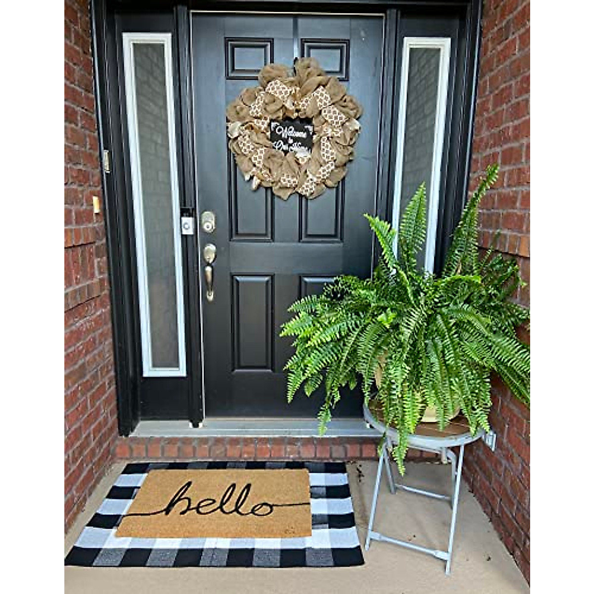 Buffalo Plaid Rug 2 x 3 ft Black White Checkered Door Mats for Entry Way, Front Porch, Kitchen, Farmhouse Carpet Cotton Washable Hand Woven Outdoor Rug