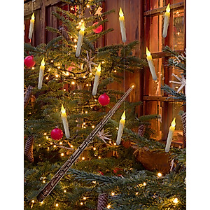 Floating Candles with Wand Remote, 4Pcs Magic Warm Flickering Flameless Hanging Candles,Battery Operated Window LED Taper Lights for Halloween Christmas Decor Home Party