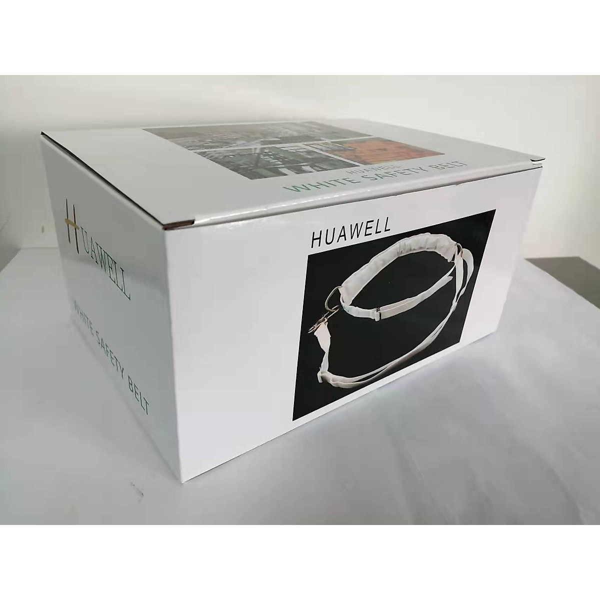 HUAWELL Safety Belt with Two Side Adjustable Lanyard,Cement Pole & Tree Climbing Construction Harness Protective Gear, Personal Protection Fall Arrest Kit (White)