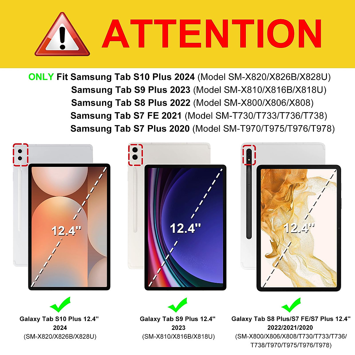 Fintie Case for Samsung Galaxy Tab S10 Plus/ S9 Plus/ S8 Plus/ S7 FE/ S7 Plus 12.4 Inch, Multi-Angle Viewing Protective Cover with Pocket, Auto Sleep/Wake, Turquoise