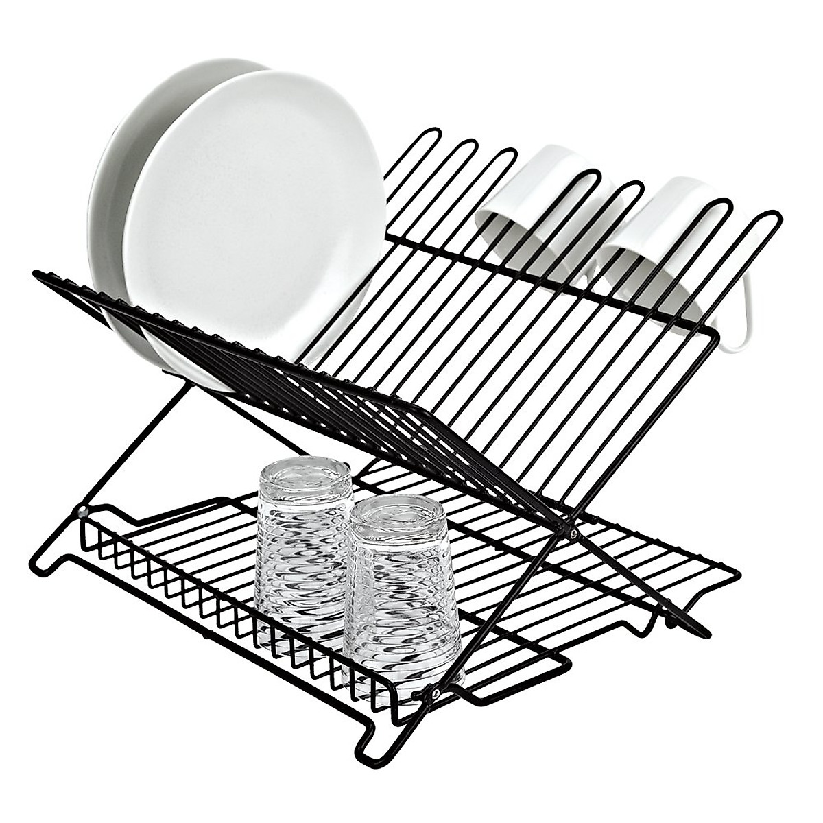 Better Houseware 1483 Junior Folding Dish Rack, Black