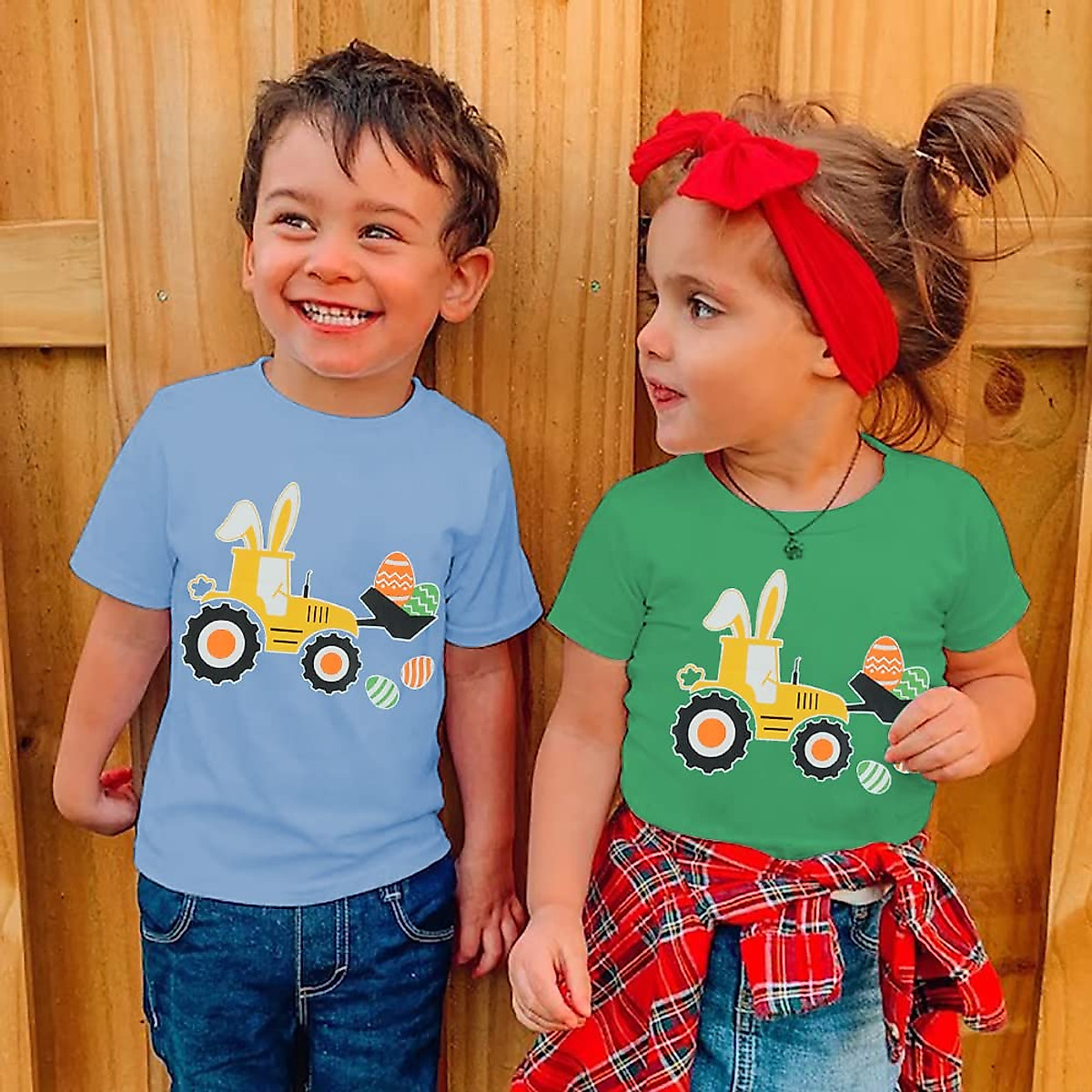 Toddler Boys T-Shirt Easter Shirt Eggs Tractor Bunny Tops Kids Short Sleeve Hoppy Easter Baby Tees 2T