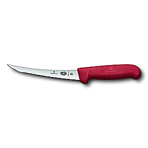 Victorinox Boning Curved Semi-Stiff Blade Fibrox Pro Handle, Red, 6" (VIC-40420)