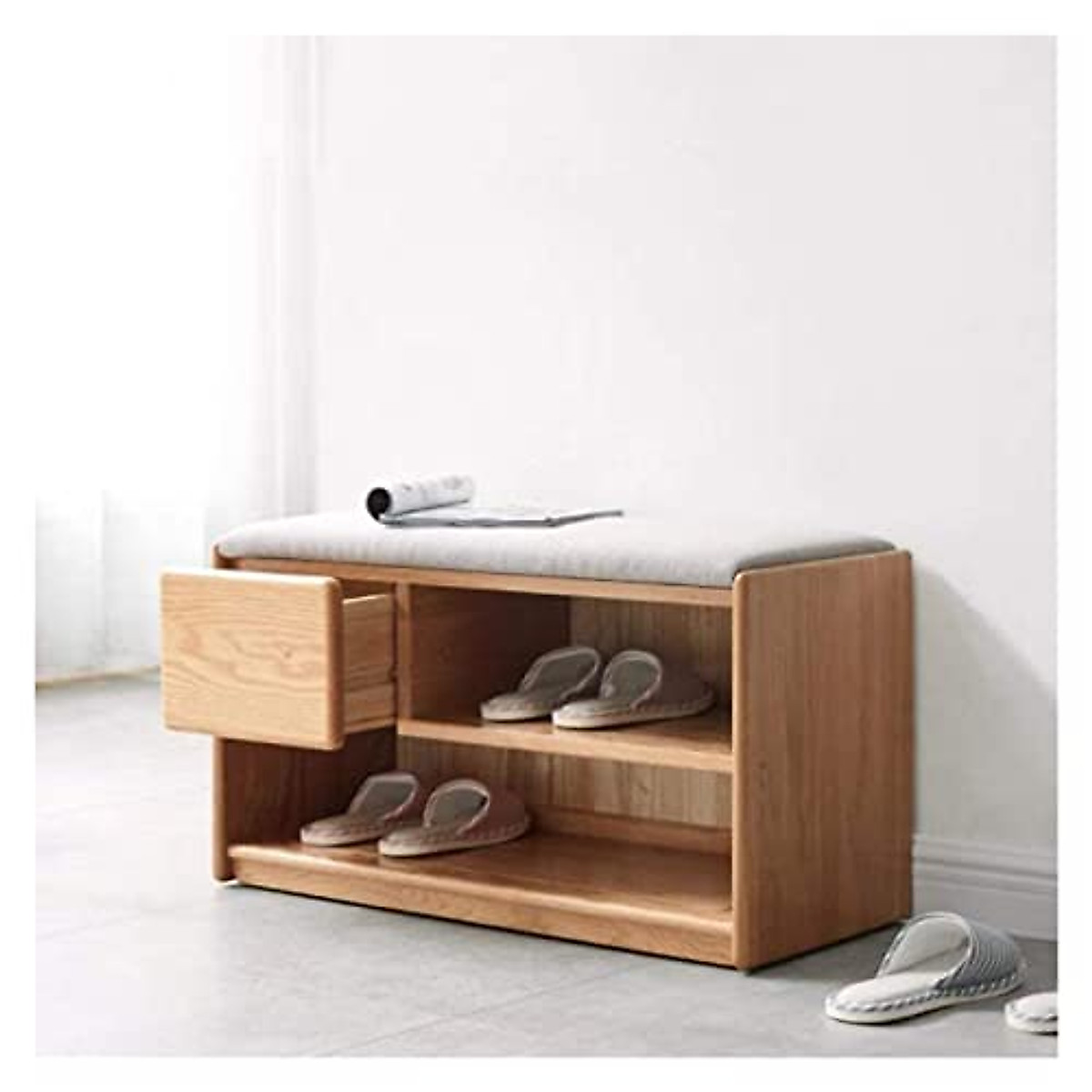 ALDEPO Shoe Cabinet Shoe Cabinet Bench Double Layer of Large Capacity and Simple Stool for Changing Shoes Shoe Cabinet with Sponge Cushion Ottoman Shelf Storage Drawer
