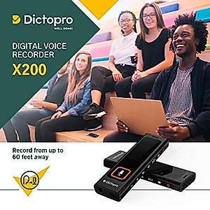 Dictopro Digital Voice Activated Recorder w/Password Protection-HQ Recording from 60ft,Record Lectures&Meetings, Sensitive Microphone, Automatic Noise Reduction, 582H Playback, Small & Portable,USB,8G