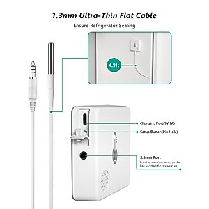 MOCREO ST5 Wireless Thermometer Freezer Alarm, Required Hub (Not Include), Email Alert, App Notification, Data Logging Export, No Subscription Fee, for Refrigerator, Freezer, Hot Tub
