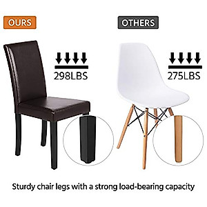 Yaheetech Dining Chairs Side PU Cushion Chairs with Waterproof Surface and Wood Legs for Kitchen Restaurant and Living Room, Set of 4, Brown