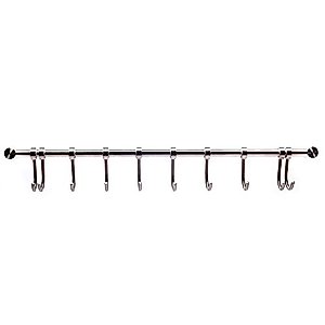 Pot Racks Kitchen sliding hook 20 inches, with 10 stainless steel cutlery racks, wall-mounted pot and lid kitchen racks, spoons, barbecue tools, cookware, towel racks