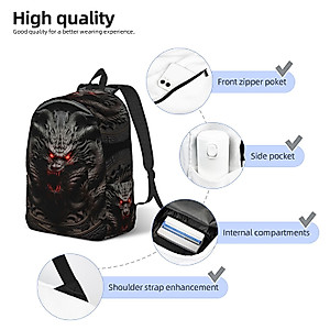 THIRTIMK Black Dragon Casual Large Capacity Backpack, Lightweight Daypack For Work, Travel