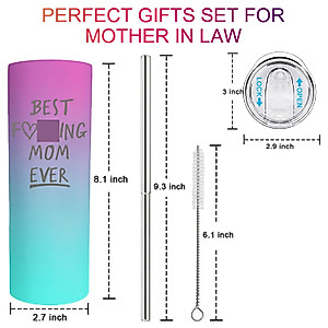 Gifts for Mom from Daughter Son Kids Best Mom Ever Tumbler Gifts 20oz Travel Cup Gifts for Mom Mothers Day Birthday Christmas Presents Pink Gradient Stainless Steel Tumbler with Lid Staw