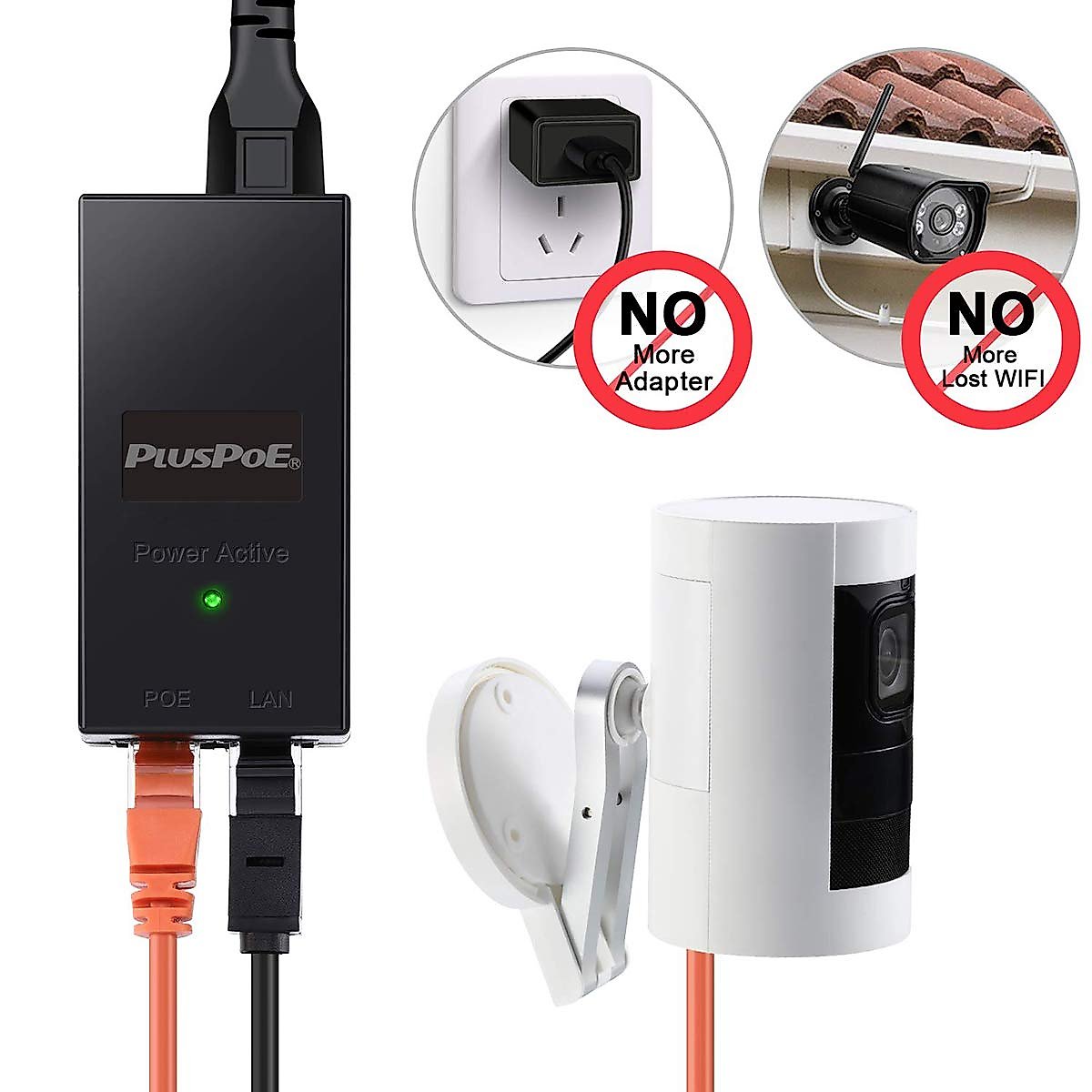 PoE Injector, 48V Power Over Ethernet Adapter, 10/100Mbps IEEE802.3af/at Compliant for Most Polycom/Aastra/Ubiquiti/Amcrest/Realink IP Camera and Phones