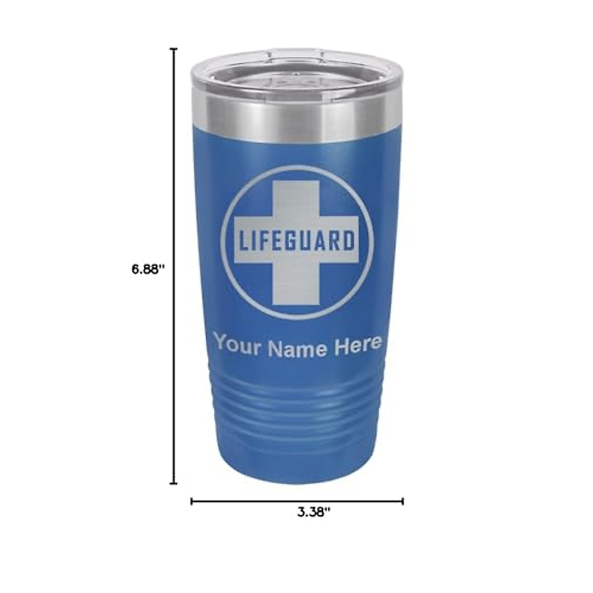 LaserGram 20oz Vacuum Insulated Tumbler Mug, Lifeguard, Personalized Engraving Included (Dark Blue)