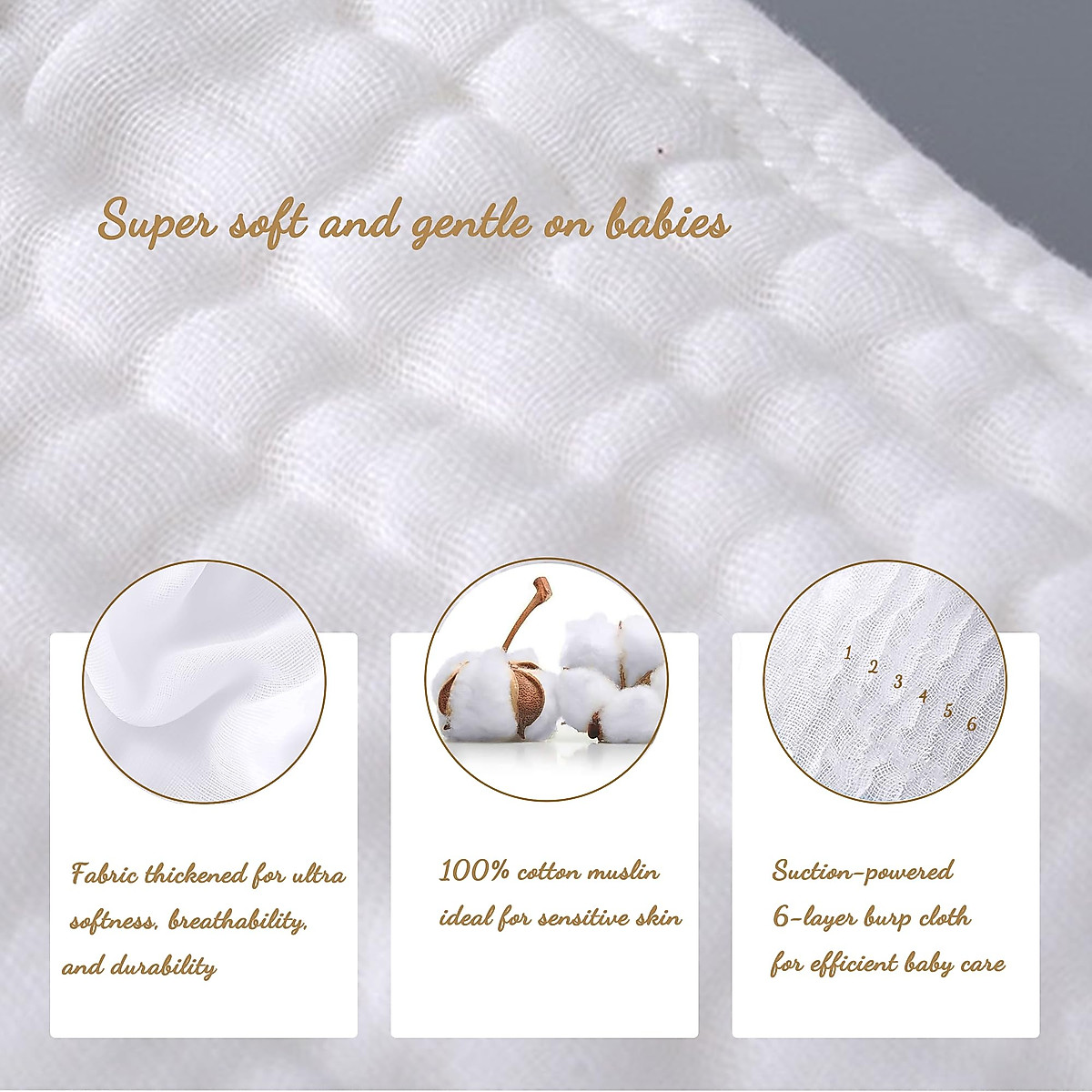 Yadorious Burp Cloths Muslin 10 Pack, 100% Cotton, Thickness, Soft and Absorbent, Avoid Dirty Your Clothes, Safe for Your Baby's Skin (20" X10")