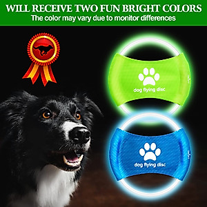 VPCOIKPZA 2 PCS Dog Flying Disc Dog Toys Glow in The Dark Flying Saucer Small/Medium/Large Breeds-Dog Training Ring, Floating Dog Ring Toys for Throwing, Catching, Grabbing Flying Toy for Dogs