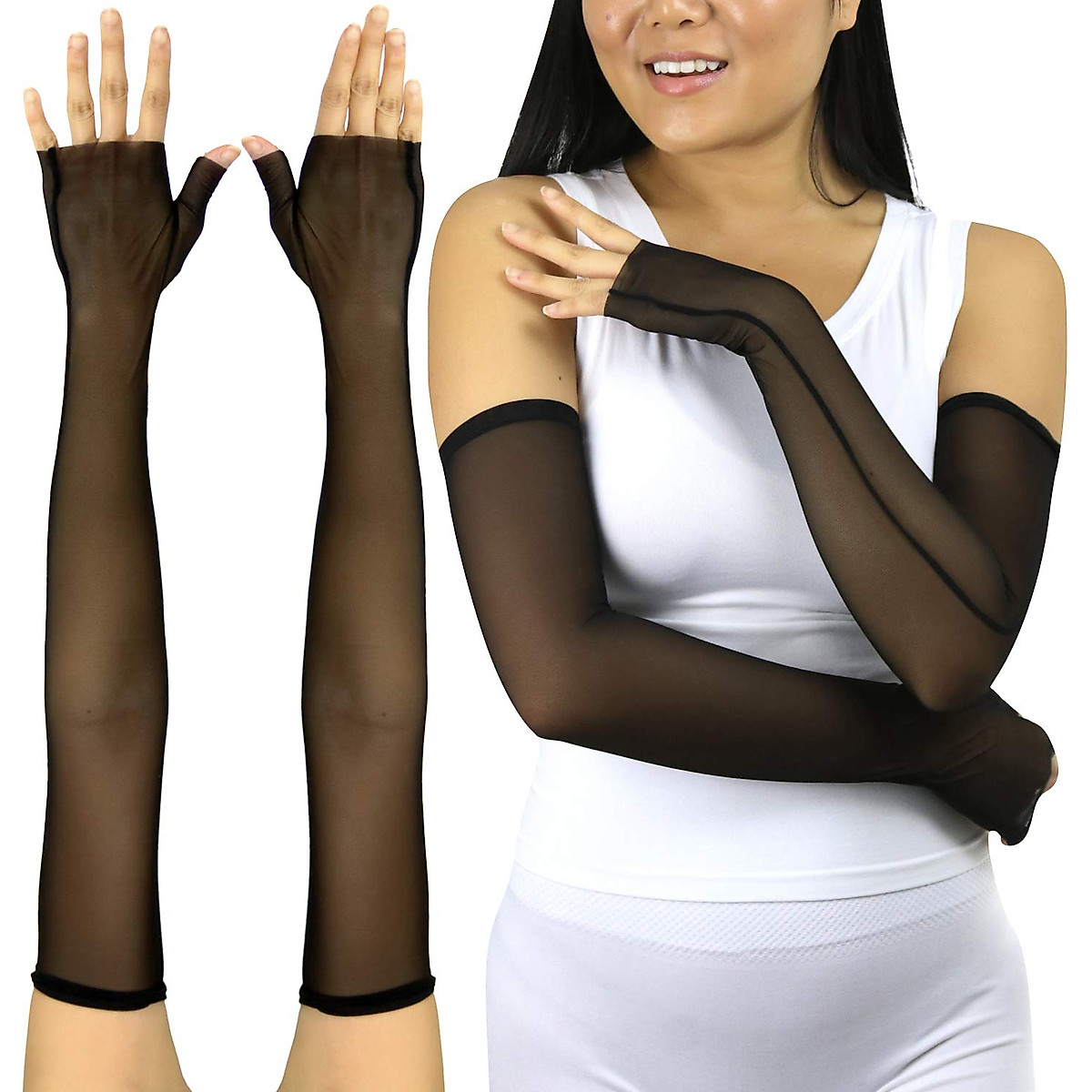 ToBeInStyle Women's Mesh Fingerless Gloves - One Size - Black