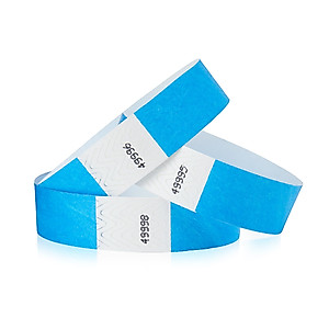 Wristco Neon Blue 3/4" Tyvek Wristbands - 500 Pack Paper Wristbands For Events