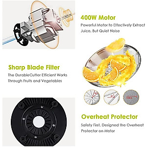 Juicer Machines, Vxdoirk 3" Wide Mouth 400W Centrifugal Juicers for Vegetable and Fruit, Juice Extractor with 3-Speed Setting, Easy to Clean, BPA Free