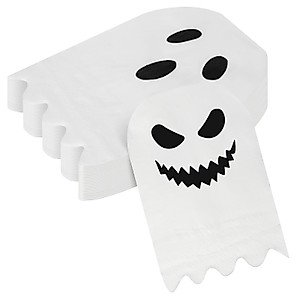 FZR Legend 50 Pack Halloween Party Napkins Ghost Paper Napkins, Halloween Cocktail Napkins Disposable Napkins for Halloween Party Supplies Decorations