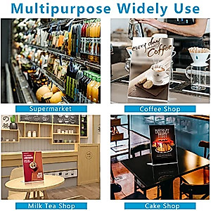 PecMuikee Acrylic Sign Holder 8.5x11, Desktop Slant Back Acrylic Sign Holder and Plastic L Shape Paper Display Stand for Restaurants, Office, Market, Library, Store, 3 Pcs